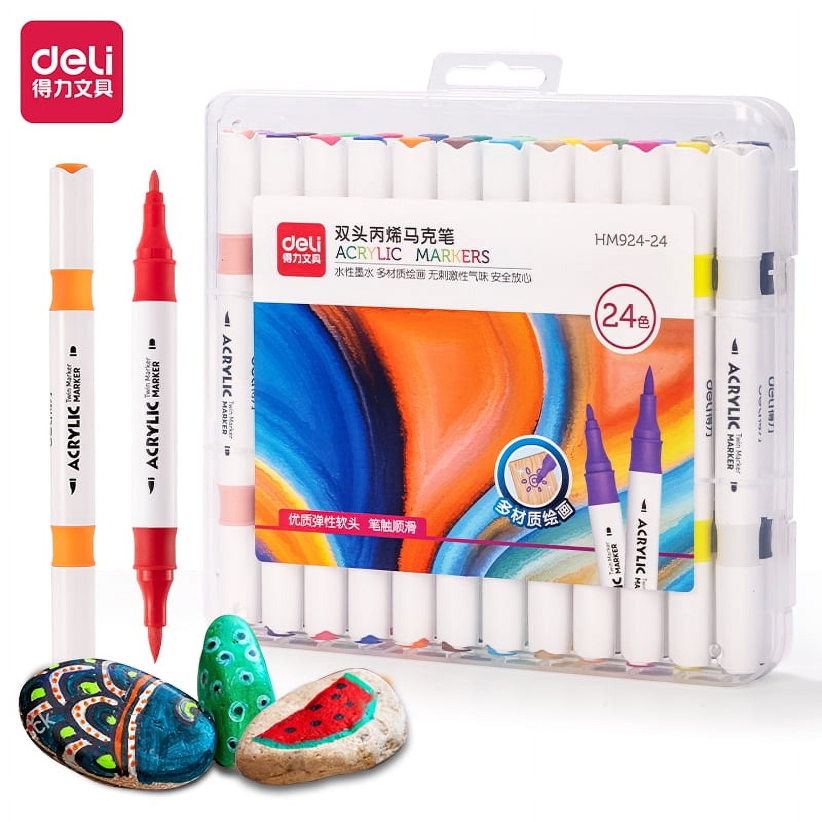Deli Paint Markers Dual Tip Quick Drying Acrylic Marker Pens Paint Pen ...