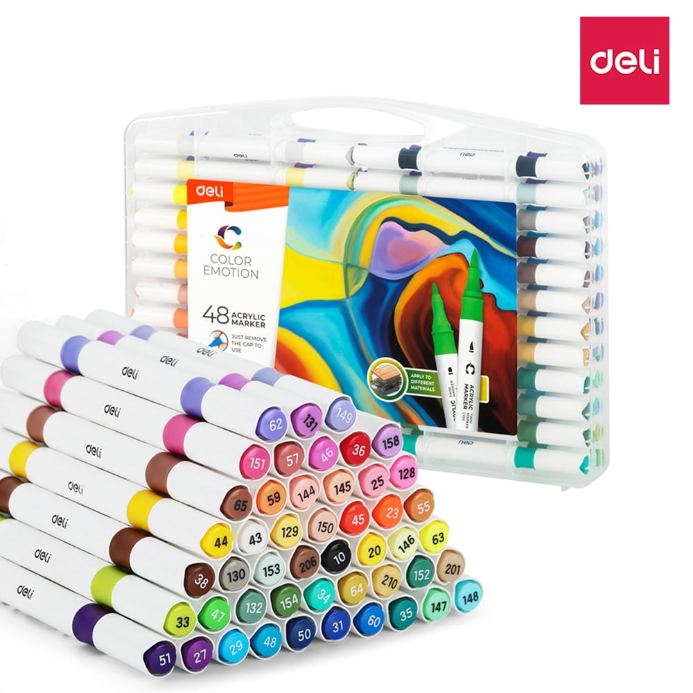 Deli Paint Markers Dual Tip Quick Drying Acrylic Marker Pens Paint Pens for Wood, Rock, Canvas ...