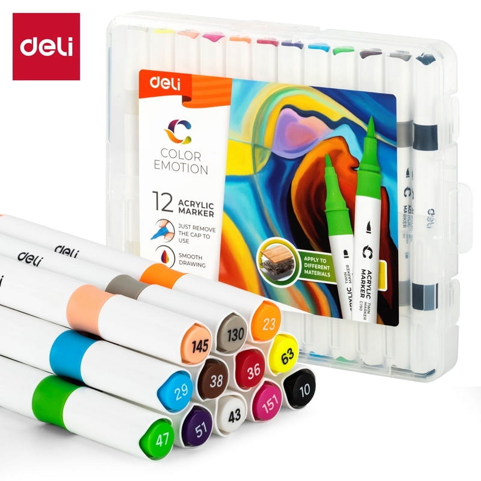 Deli Paint Markers Dual Tip Quick Drying Acrylic Marker Pens Paint Pens ...