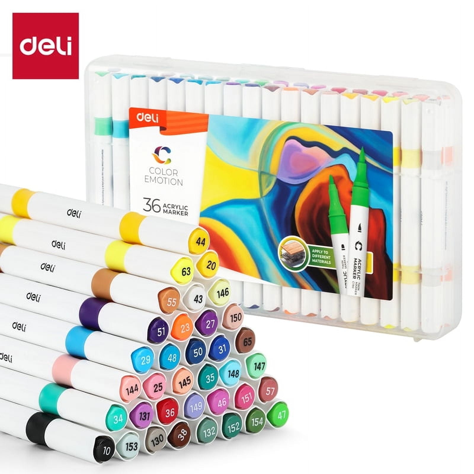 Deli Paint Markers Dual Tip Quick Drying Acrylic Marker Pens Paint Pens ...