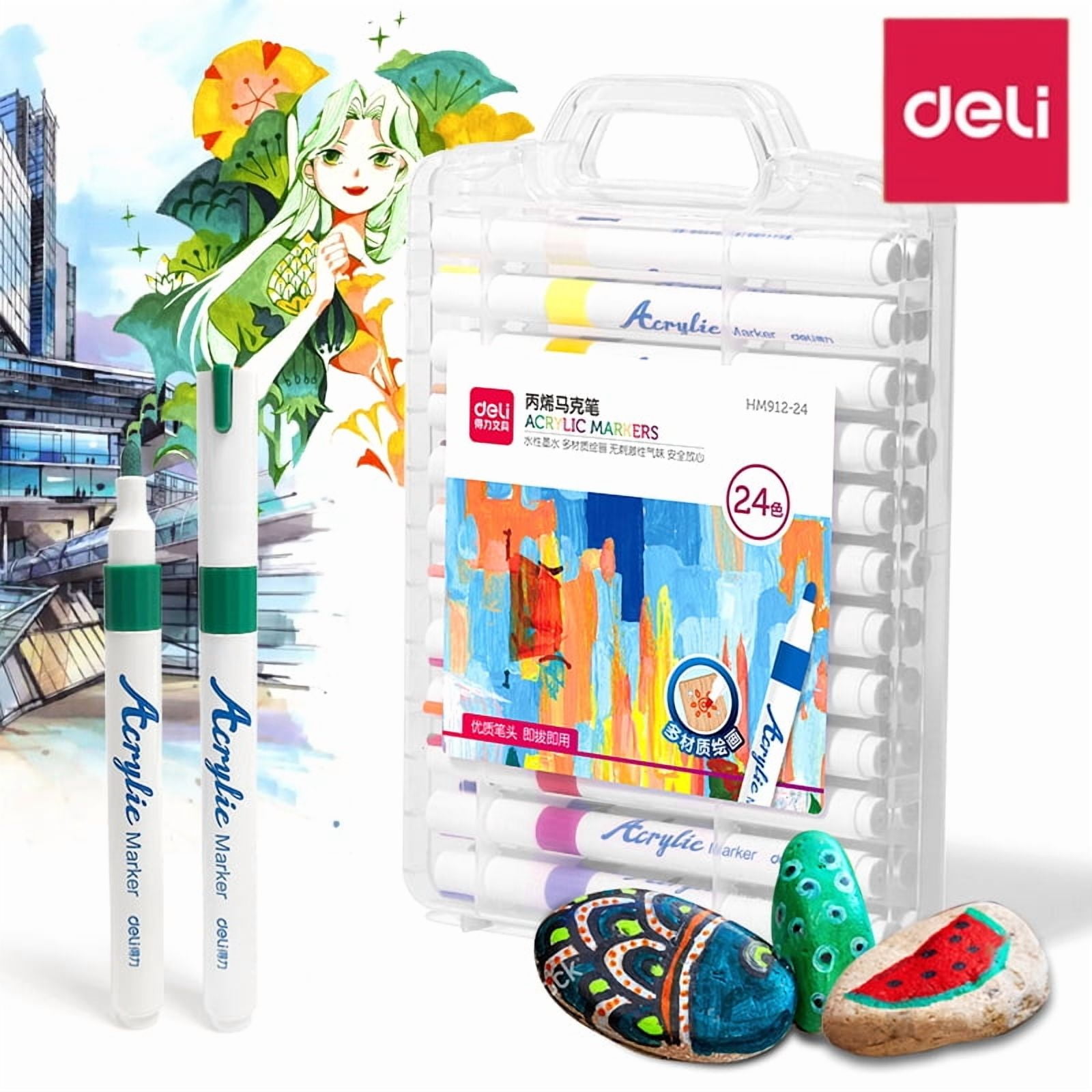Deli Paint Markers, Quick Drying Acrylic Marker Pens, Assorted Colors ...