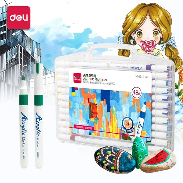 Deli Paint Markers Quick Drying Acrylic Marker Pens Paint Pens Paint ...