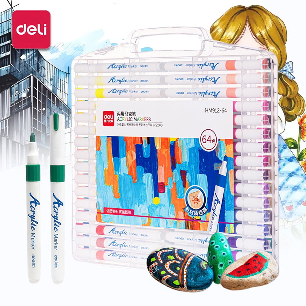 Deli Paint Markers Quick Drying Acrylic Marker Pens Paint Pens Paint ...
