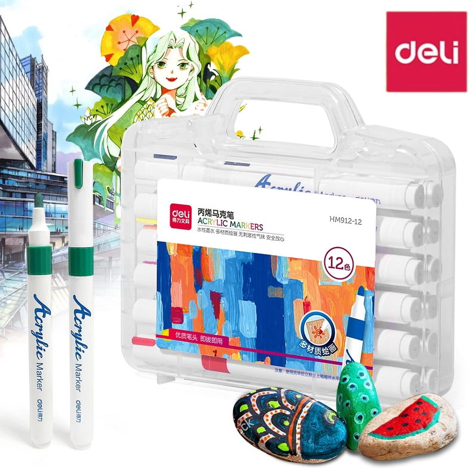 Deli Paint Markers Quick Drying Acrylic Marker Pens Paint Pens for Wood ...