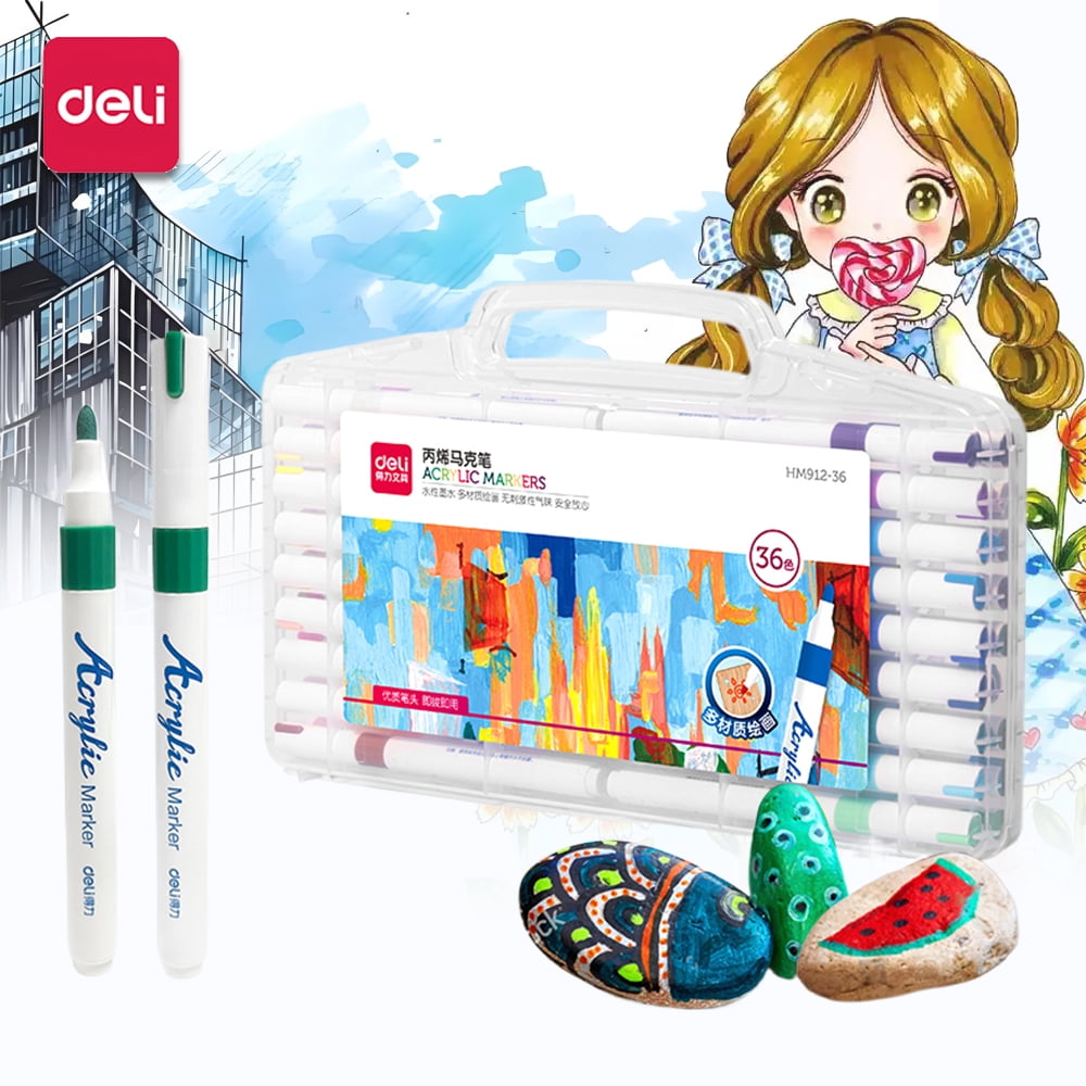 Deli Paint Markers Quick Drying Acrylic Marker Pens Paint Pens for Wood ...