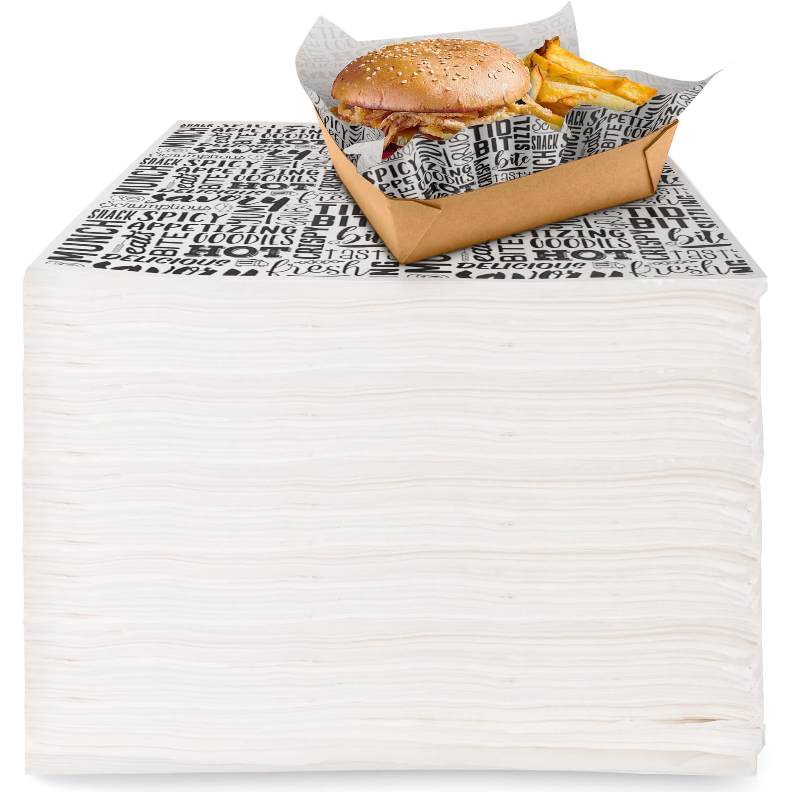 Deli Paper Sheets (1000 Count) 12-Inch Black and White Text Sandwich ...