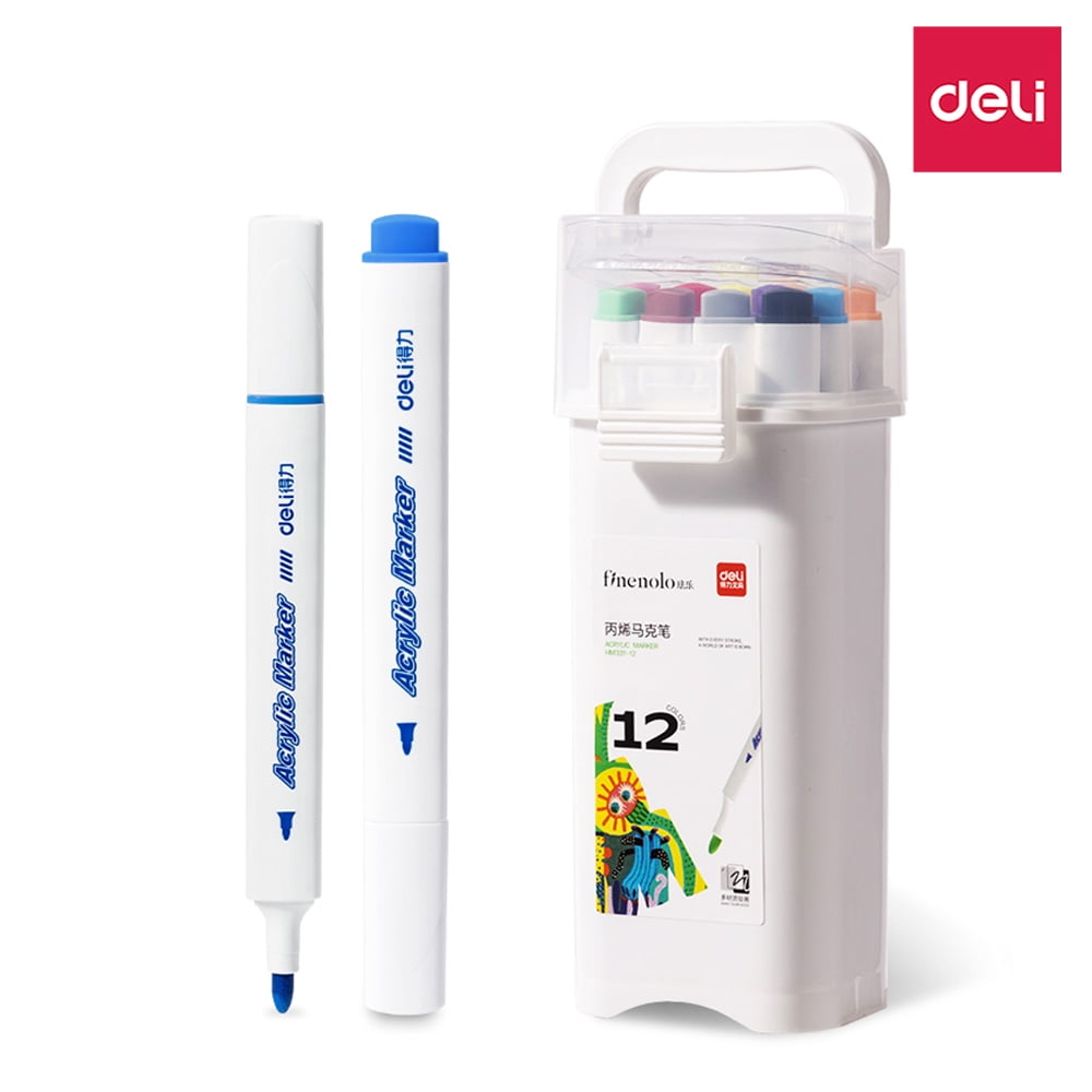 Deli Quick Drying Acrylic Paint Markers Paint Pens Set for Wood, Rock ...