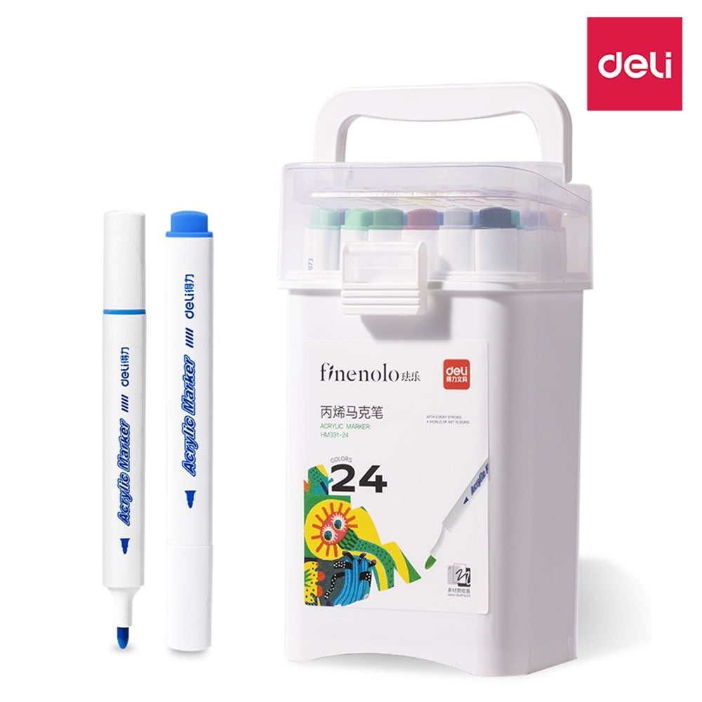 Deli Quick Drying Acrylic Paint Markers Paint Pens Set for Wood, Rock ...