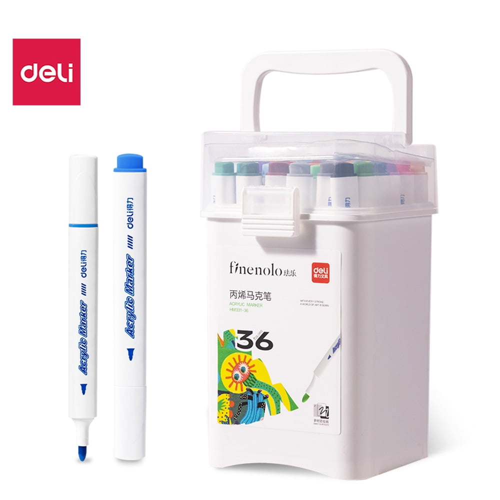 Deli Quick Drying Acrylic Paint Markers Paint Pens Set for Wood, Rock ...