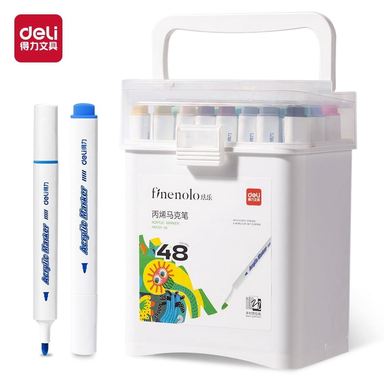 Deli Quick Drying Acrylic Paint Markers Paint Pens Set for Wood, Rock ...