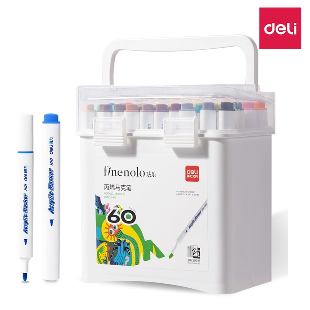 Deli Quick Drying Acrylic Paint Markers Paint Pens Set for Wood, Rock ...