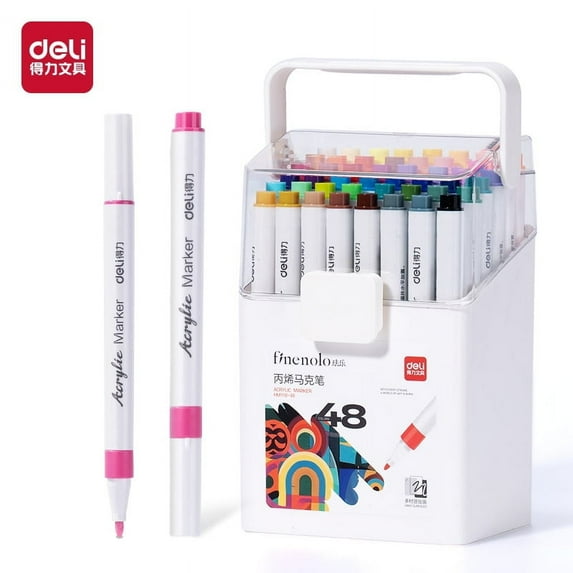 Deli Quick Drying Acrylic Paint Markers Paint Pens Set for Wood, Rock ...