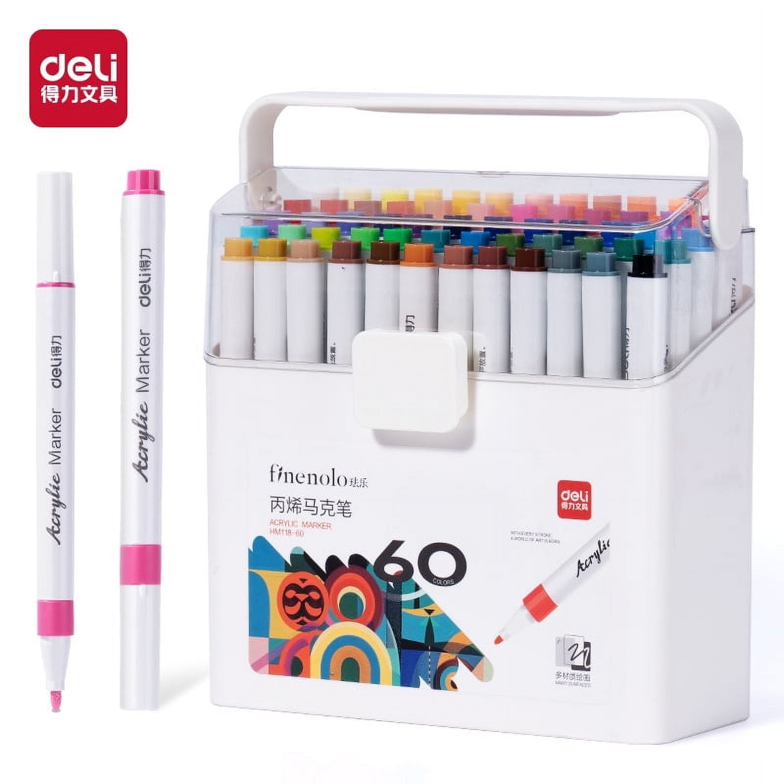Deli Quick Drying Acrylic Paint Markers Paint Pens Set for Wood, Rock ...