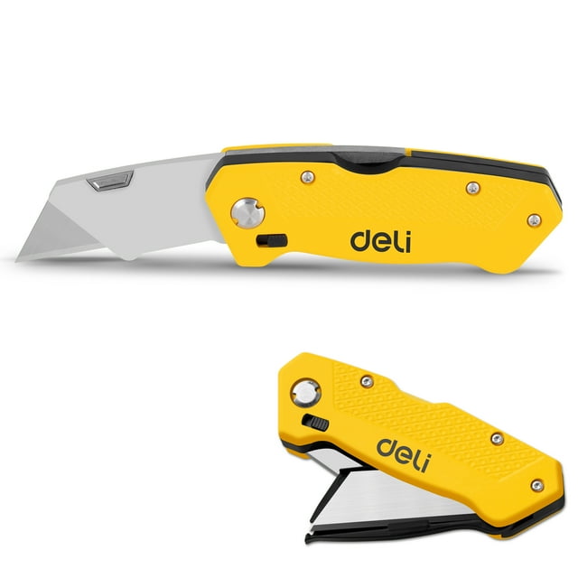 Deli Retractable and Folding Utility Knife, SK5 All Metal Heavy Duty ...