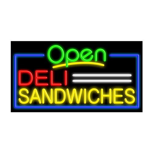 Deli Sandwiches Glass Neon Sign 37"L x 20"H #15683 - Walmart.com
