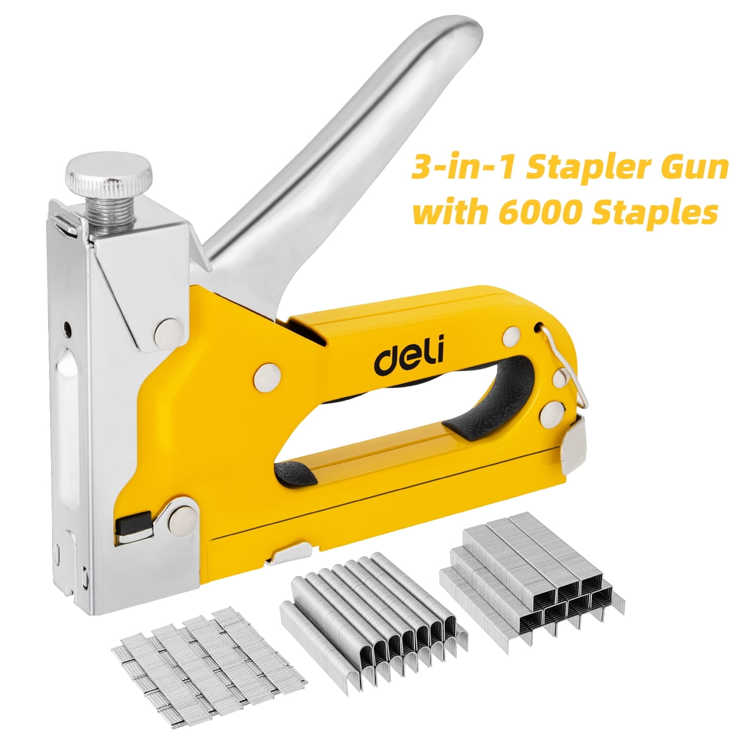 Deli 3-in-1 Heavy Duty Staple Gun with 6000 Staples for Upholstery ...