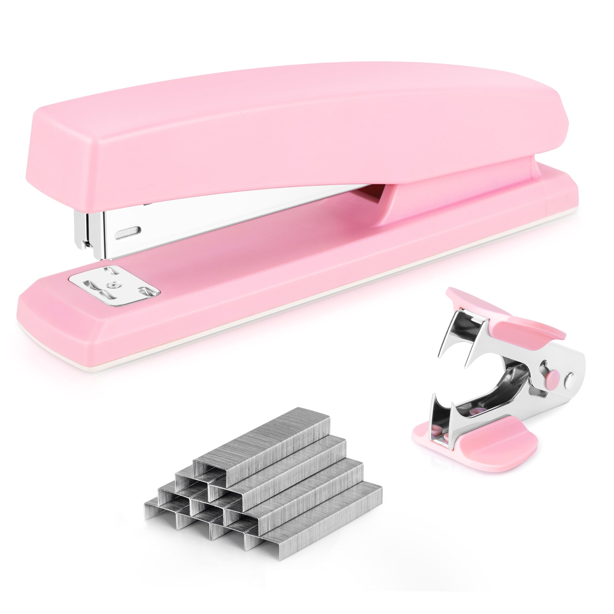 Deli Pink Desktop Stapler 20 Sheet Capacity Includes 1000 Staples and ...