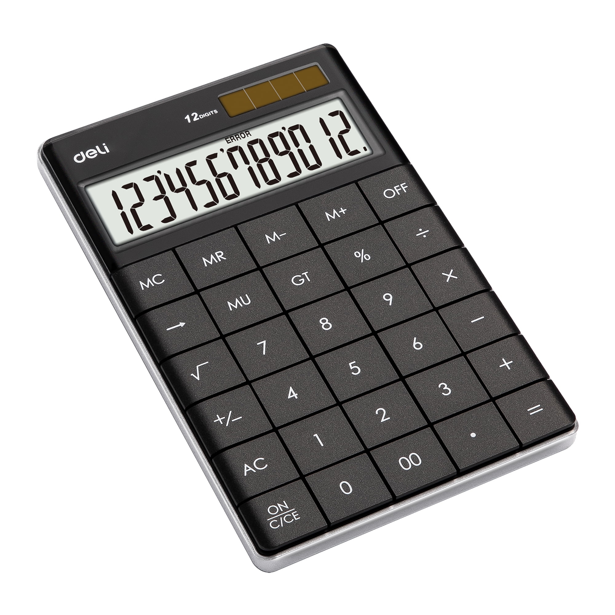 Deli Ultra Thin 12-Digit Desktop Calculator, Dual Power, Extra Large ...