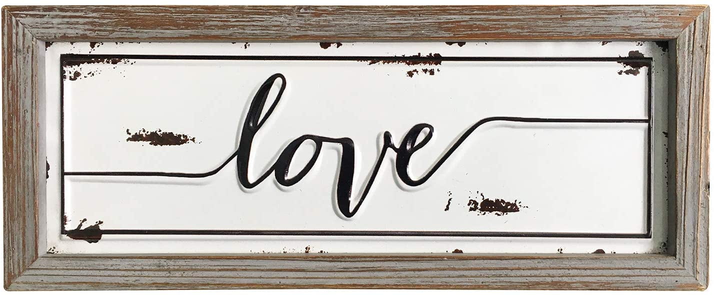 DeliDecor Love - 12" X 5" Wooden Signs Wall Decor Rustic Embossed Retro ...