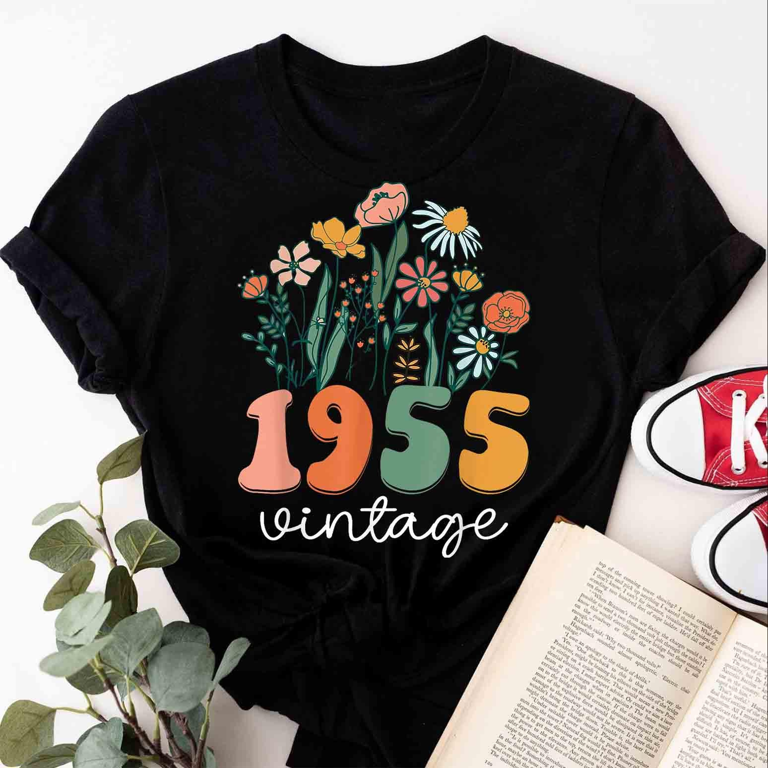 DeliFri 1955 Shirt, 70th Birthday Shirt, Wildflowers 1955 Birth Year ...