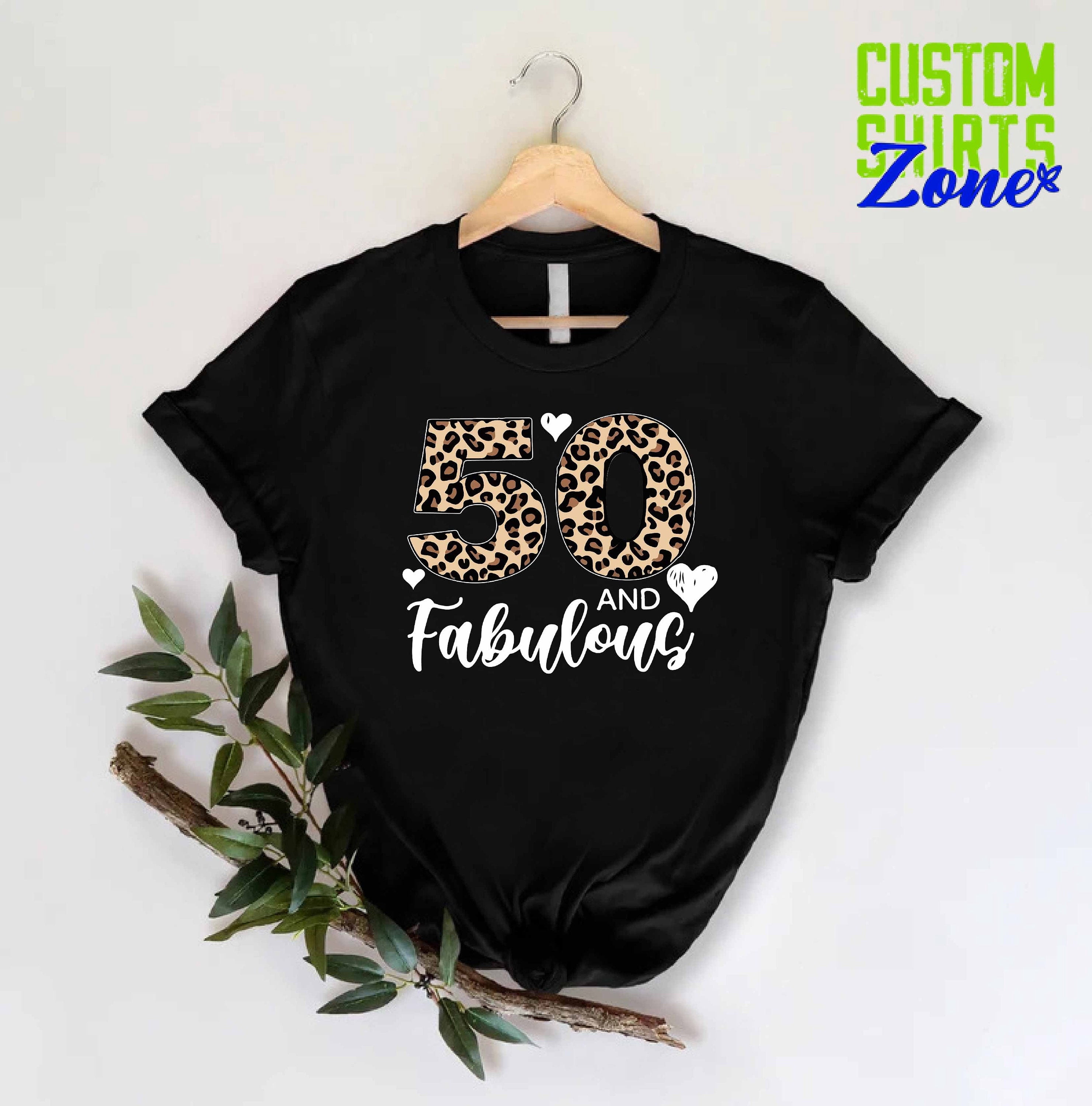 DeliFri 50 birthday for women, 50th Birthday Shirt, 50 and fabulous ...