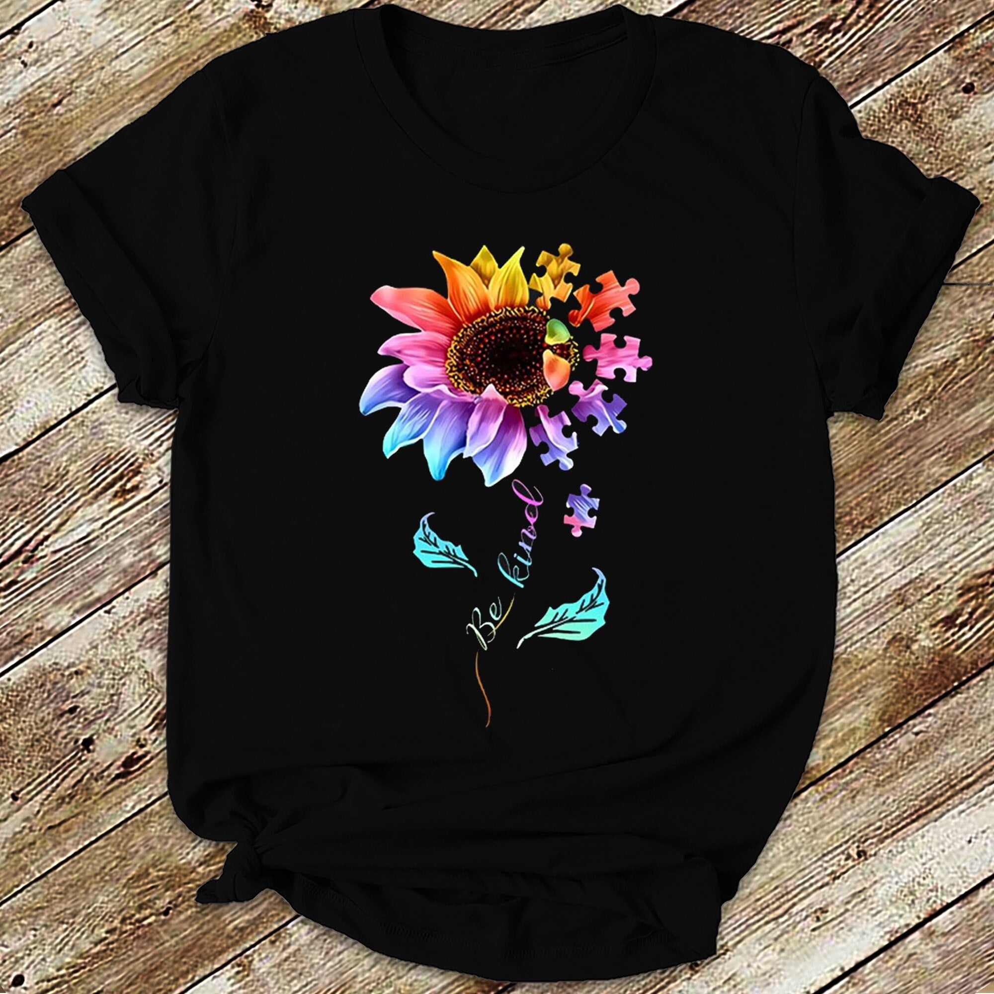 DeliFri Be Kind Colorful Sunflower Autism Puzzle Piece Autism Awareness ...
