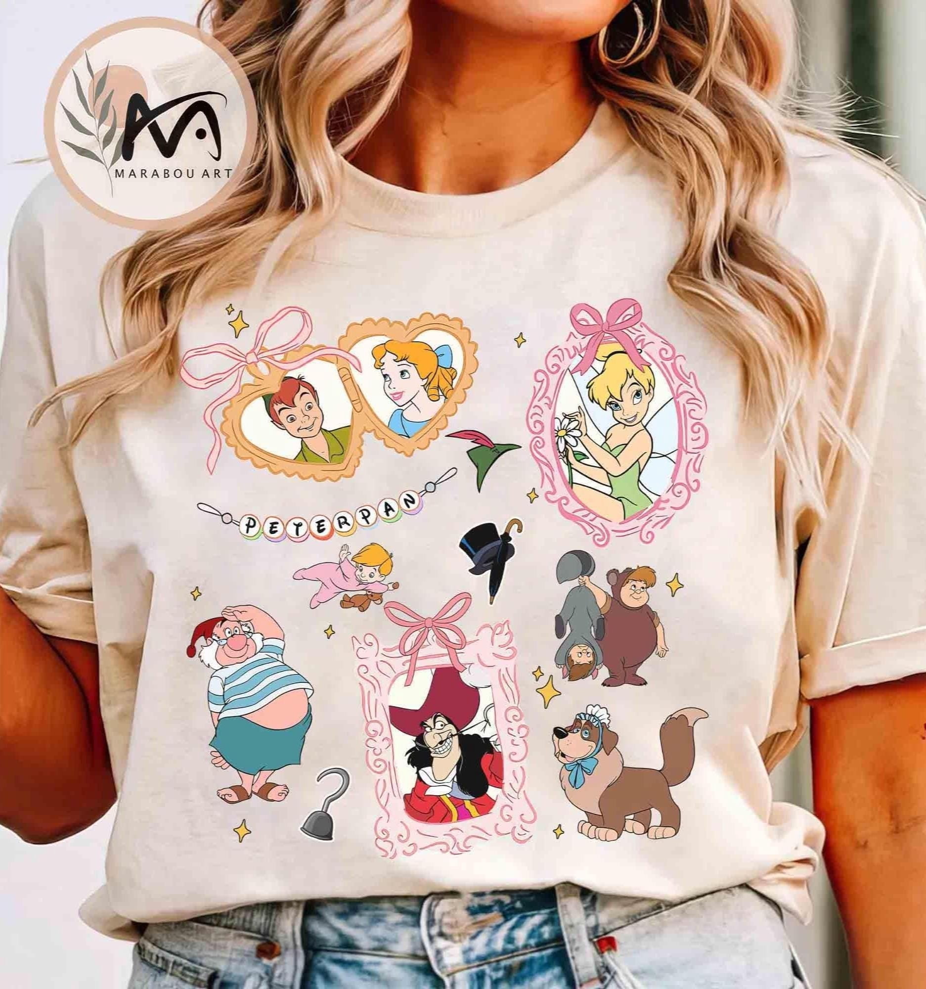DeliFri Coquette Bows Watercolor Disney Peter Pan Shirt, Tinker Bell ...