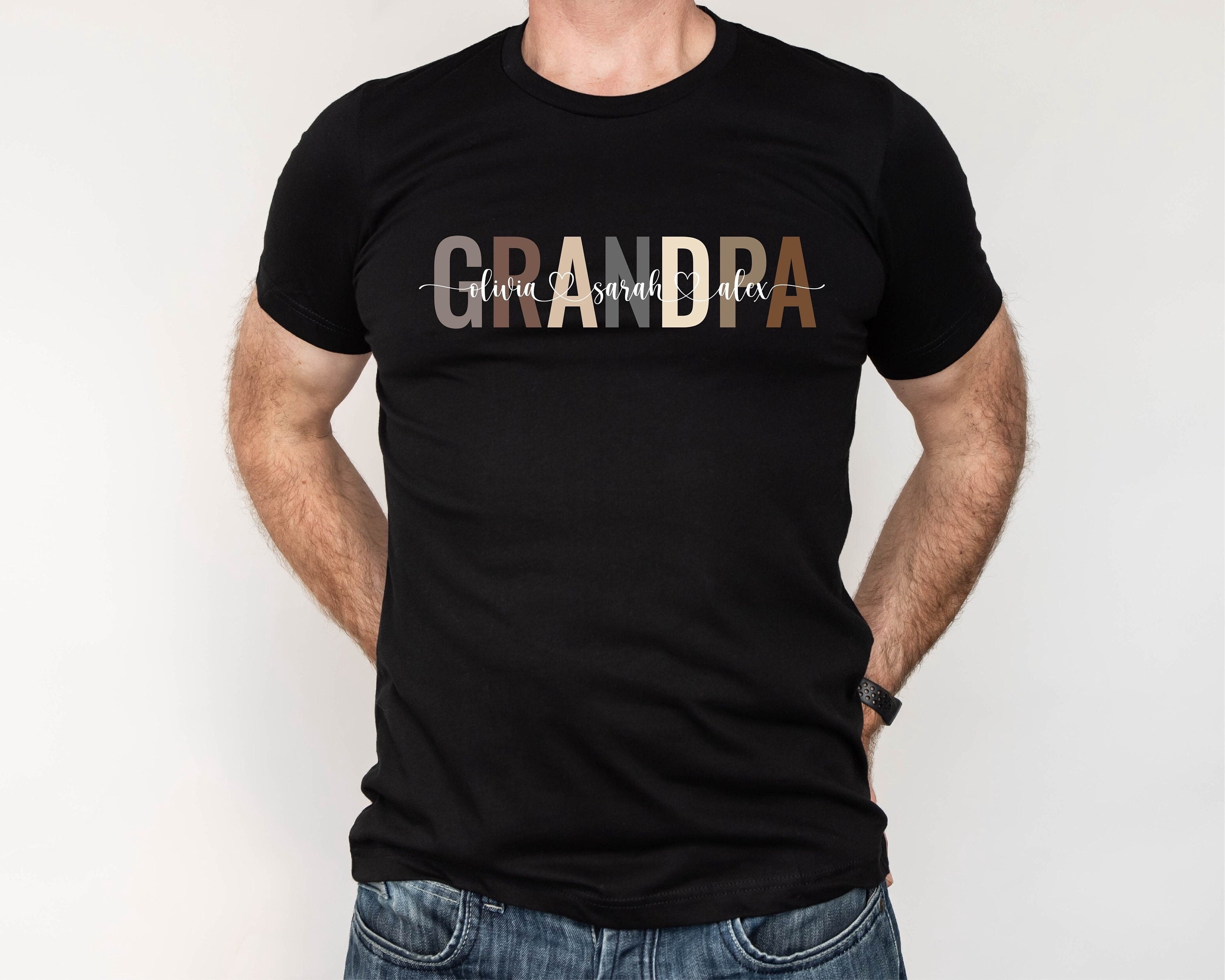DeliFri Custom Grandpa Shirt, Grandpa Shirt With Names, Personalized ...
