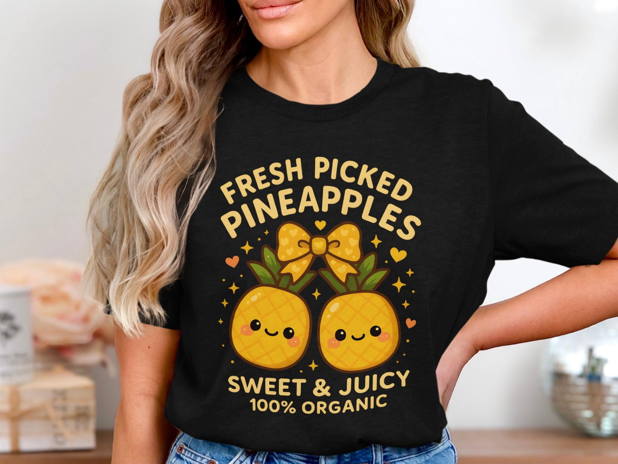 DeliFri Cute Kawaii Pineapple Shirt, Fruit Graphic Tee, Sweet Juicy ...