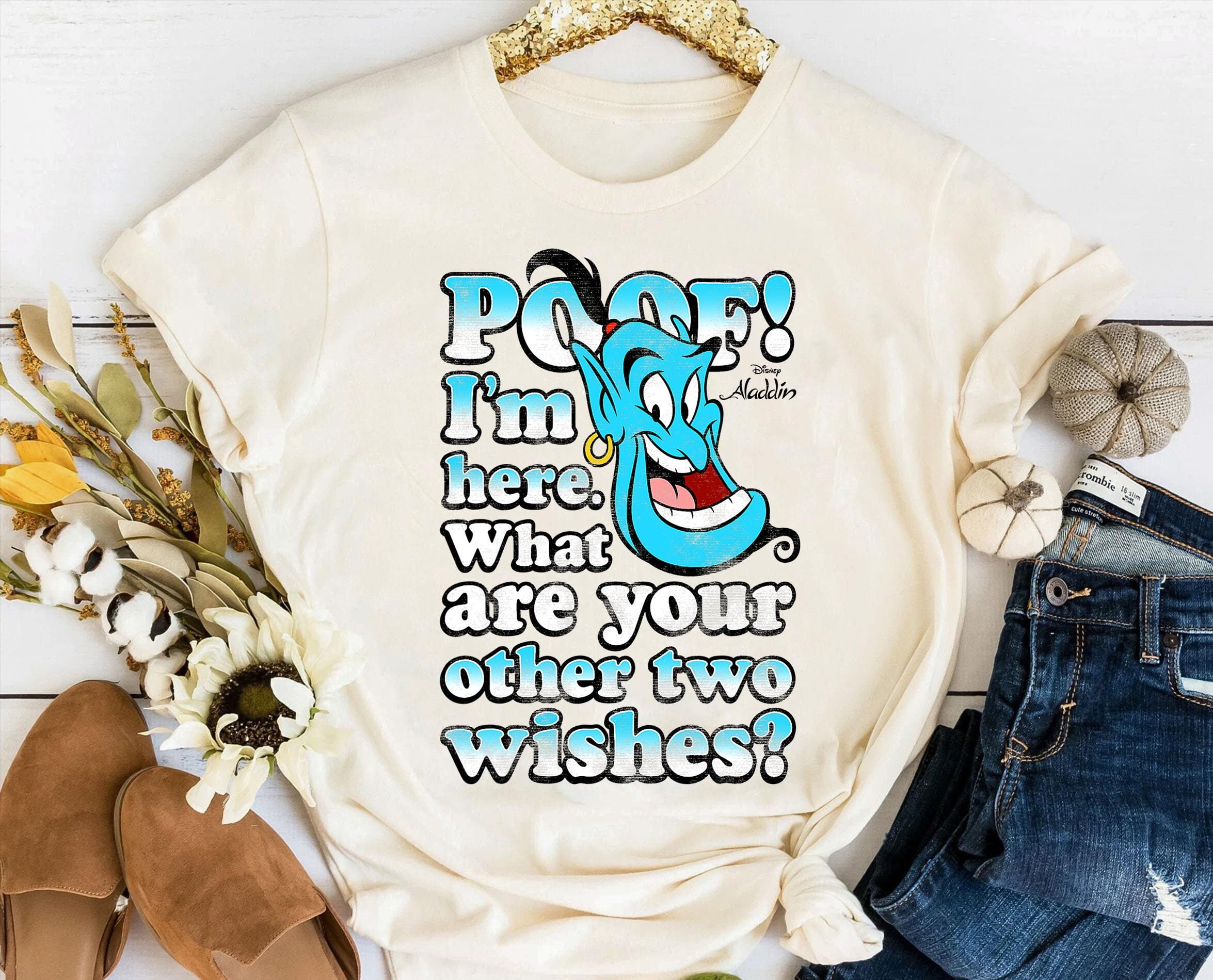 DeliFri Disney Aladdin Genie POOF! 2 Wishes Gradient Text Portrait T ...