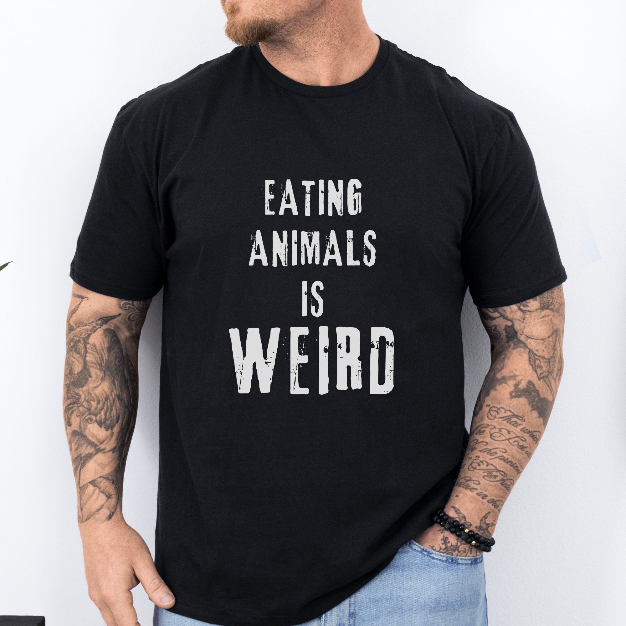 DeliFri Eating Animals Is Weird T Shirt, Vegan Shirt, Animal Rights ...
