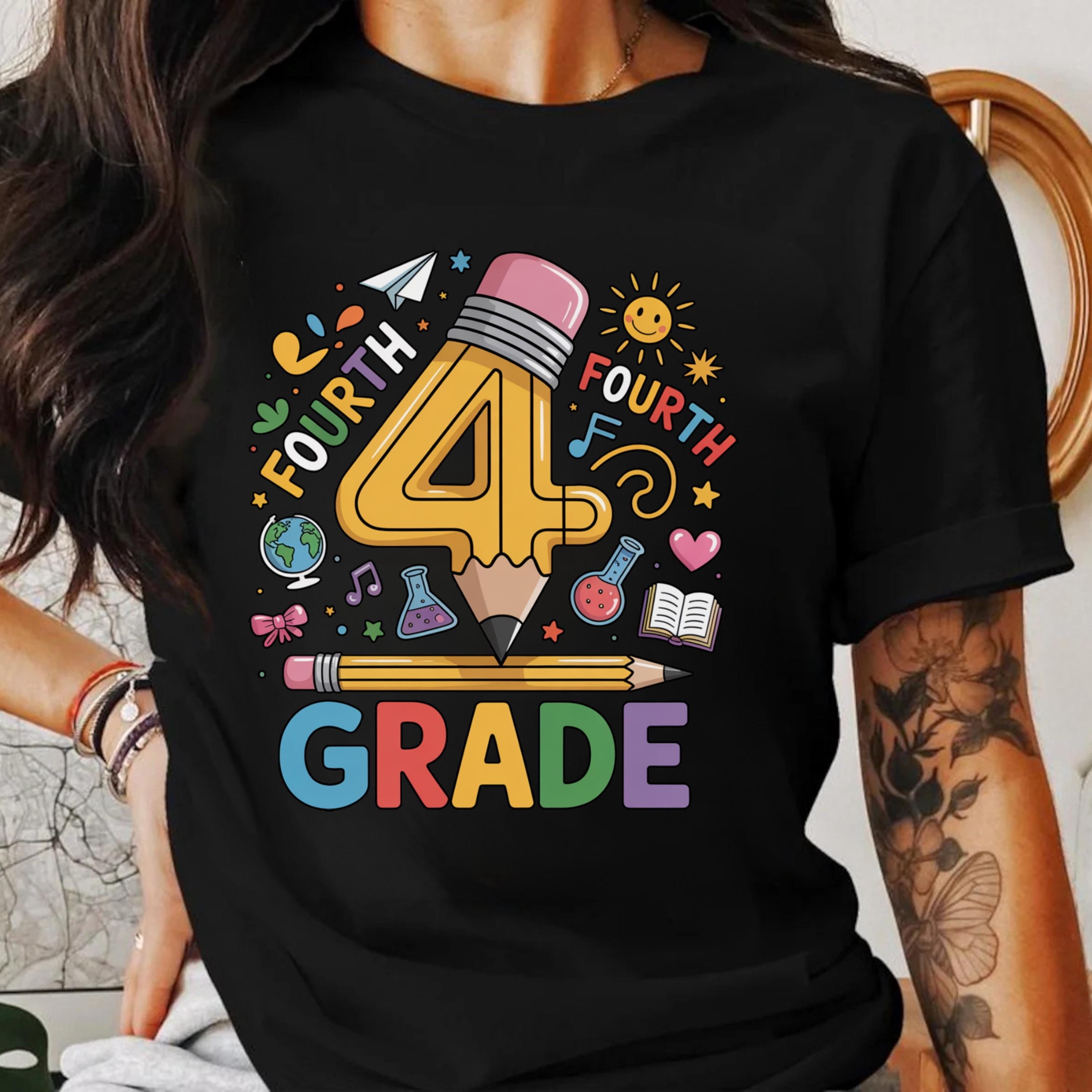 DeliFri Fourth Grade Shirt - Back to School Teacher or Student Tee ...