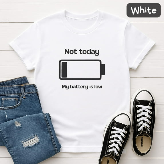 DeliFri Funny Low Battery Tee, Sarcastic Introvert Humor Shirt ...
