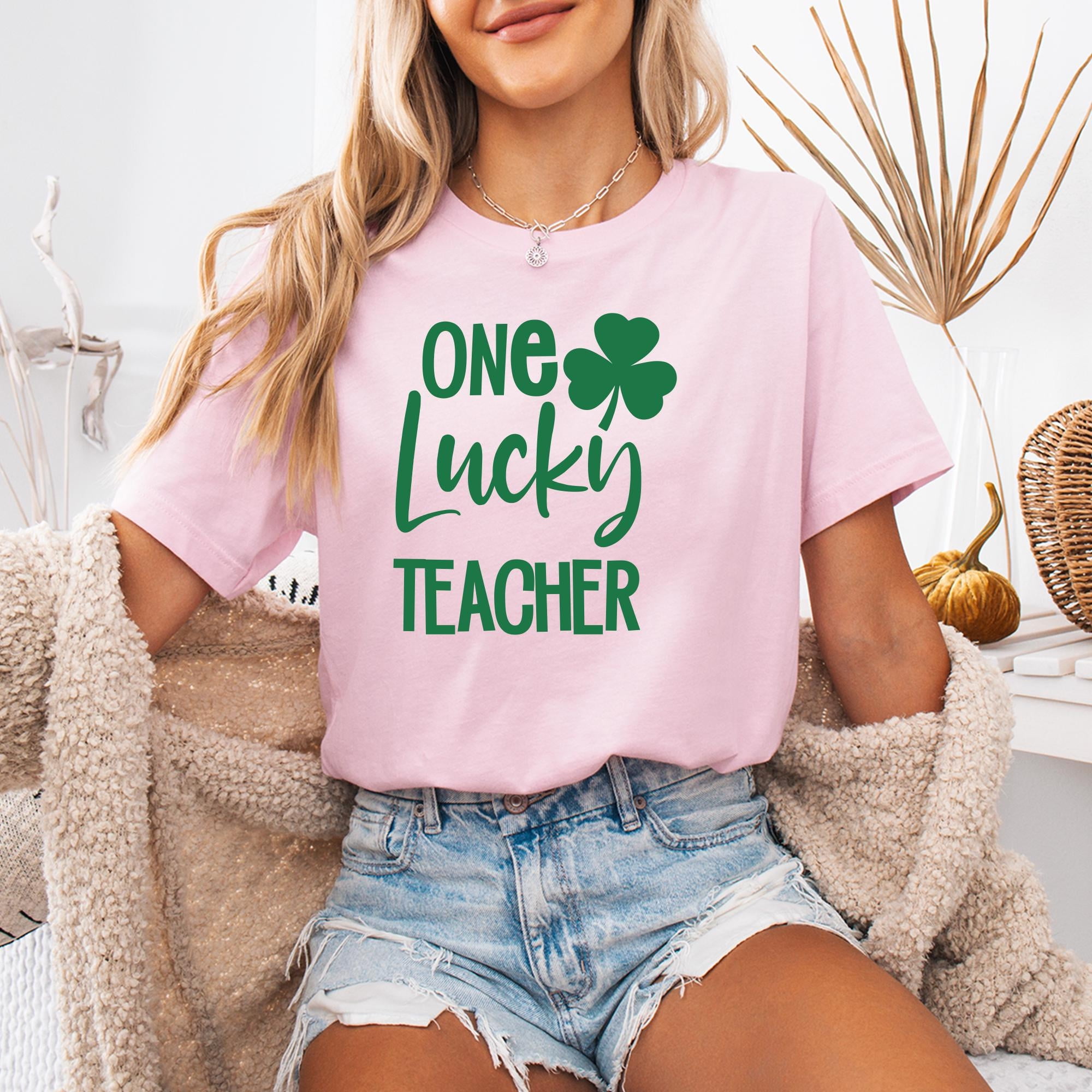 DeliFri Lucky Teacher St. Patrick's Day Shirt: Clover Graphic Tee ...