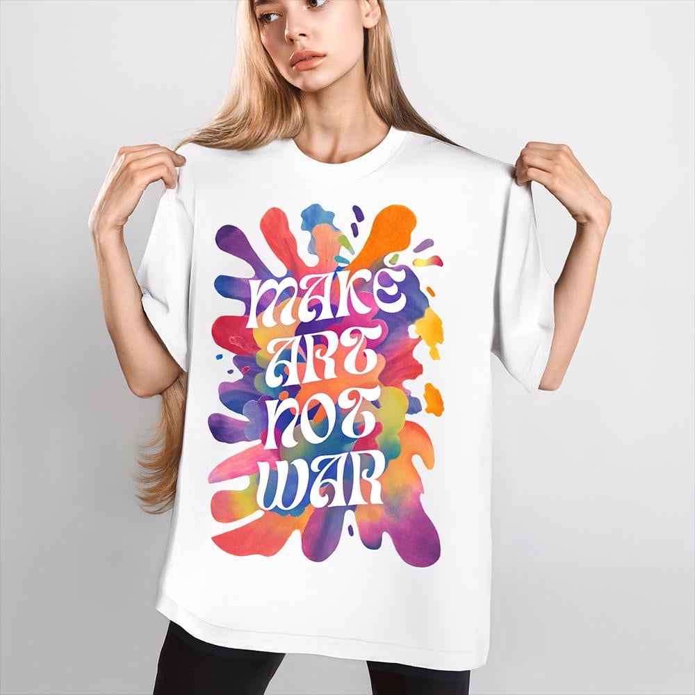 DeliFri Make Art Not War Shirt Paint Splatter Artist Tee Statement Pro ...