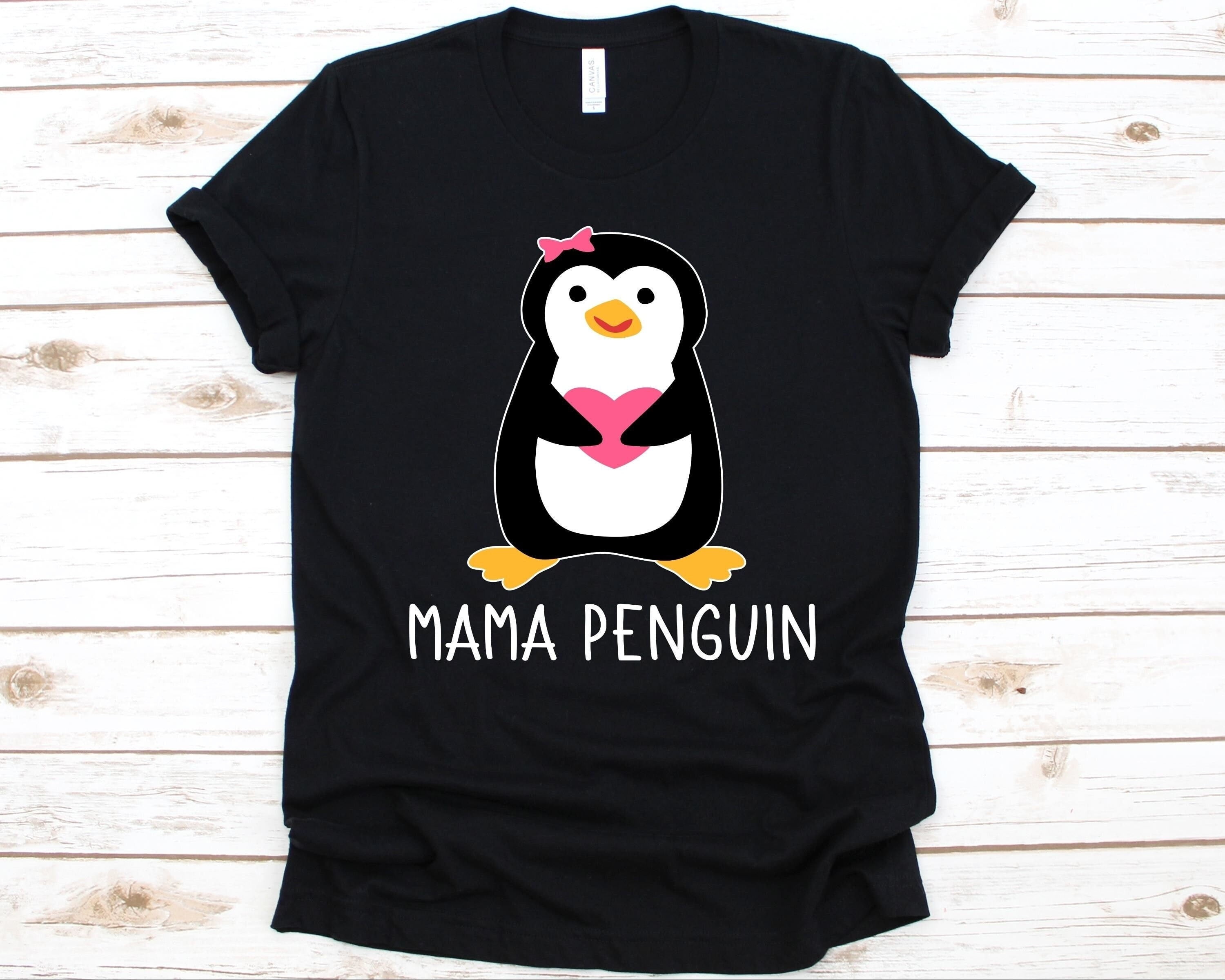 DeliFri Mama Penguin Shirt, Cute Penguin T-Shirt For Women, Penguin ...