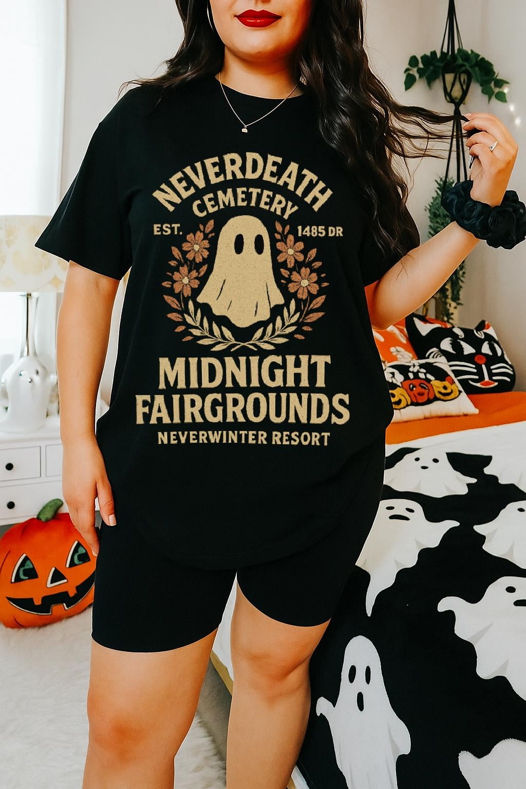 DeliFri Neverdeath Cemetery Midnight Fairgrounds T-Shirt | Halloween ...