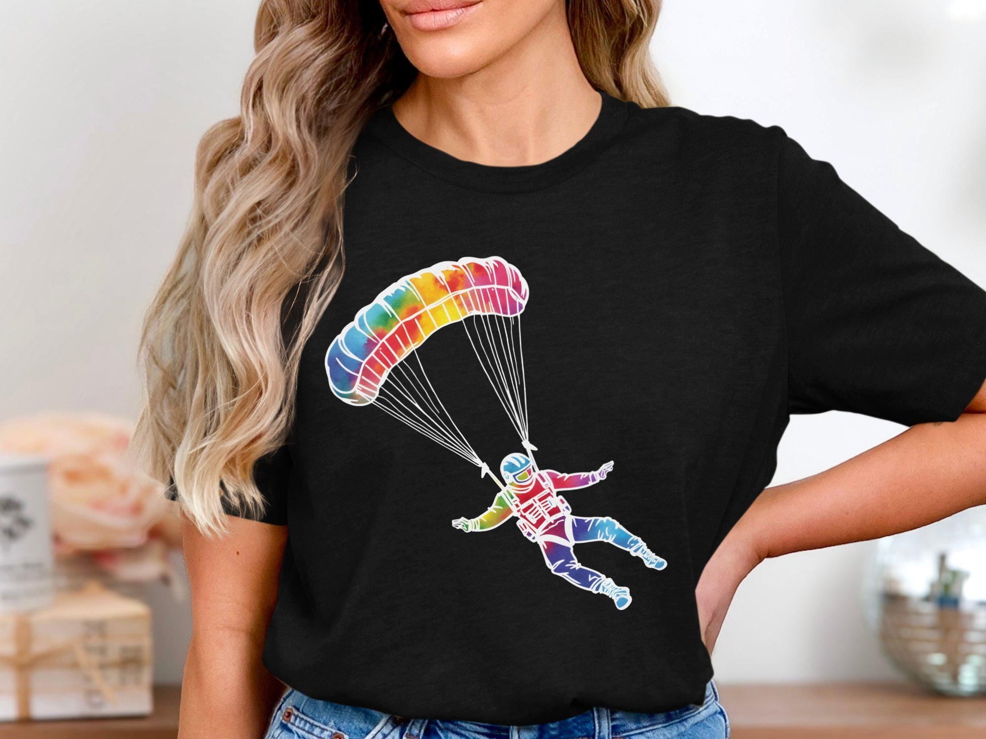 DeliFri Skydiving Parachute Shirt, Colorful Paraglider T-Shirt, Extreme ...