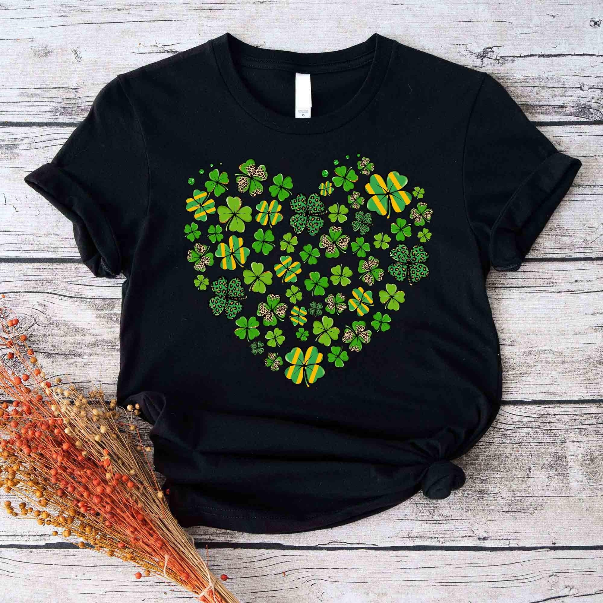 DeliFri St. Patrick's Day Shirt, Shamrock Heart Shirt, Lucky Shamrock ...