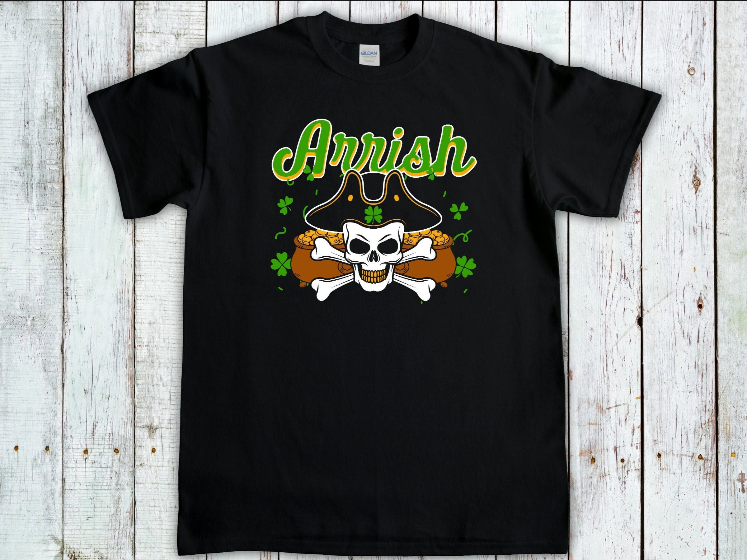 DeliFri St.Patricks Day Shirt, Arrish Shull And Cross Bones, Irish Tee ...