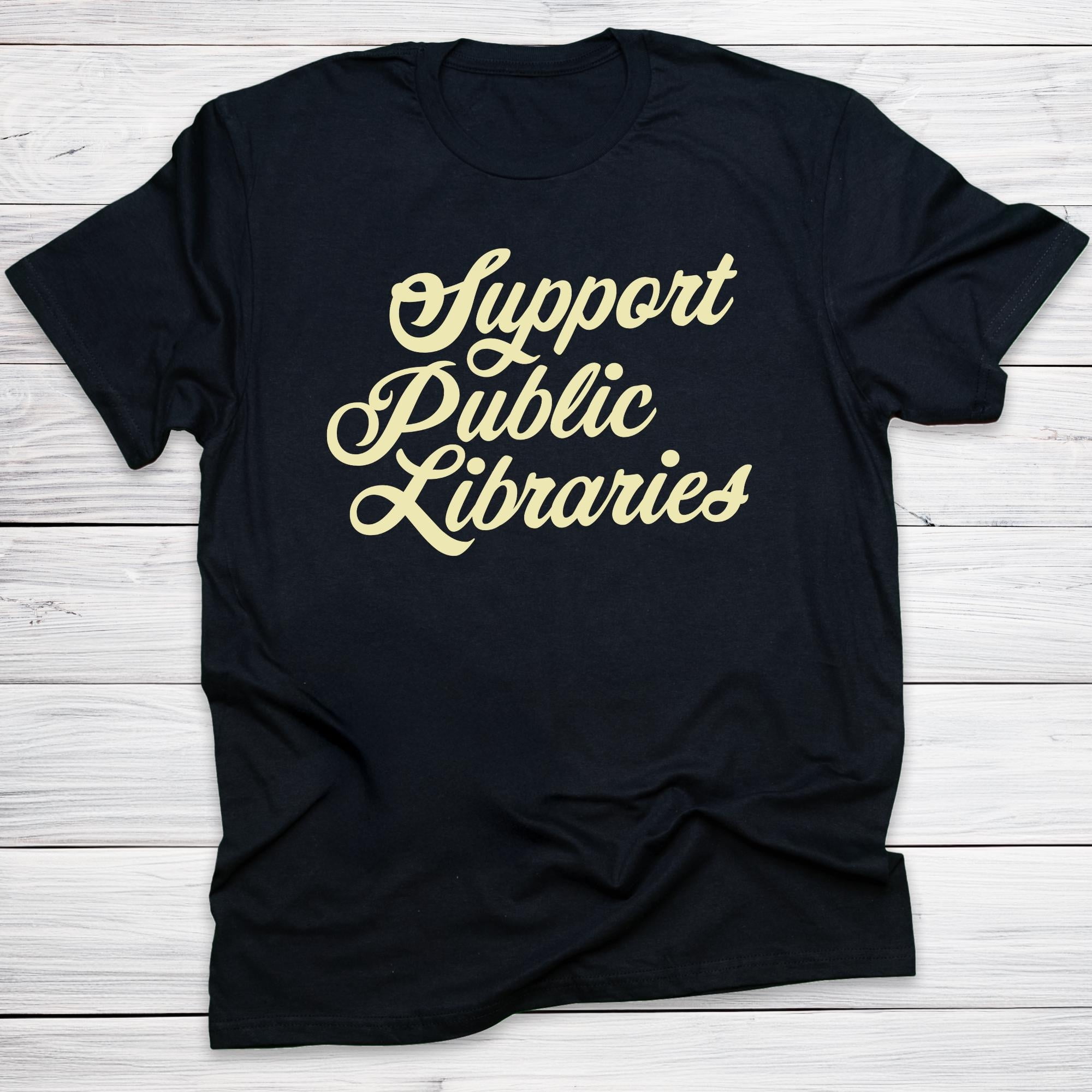 DeliFri Support Public Libraries Shirt Cute Book Lover Graphic Tee ...