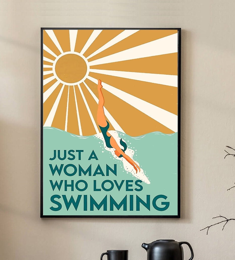 DeliFri Swimmer Poster, Just A Woman Who Loves To Swimming Poster ...