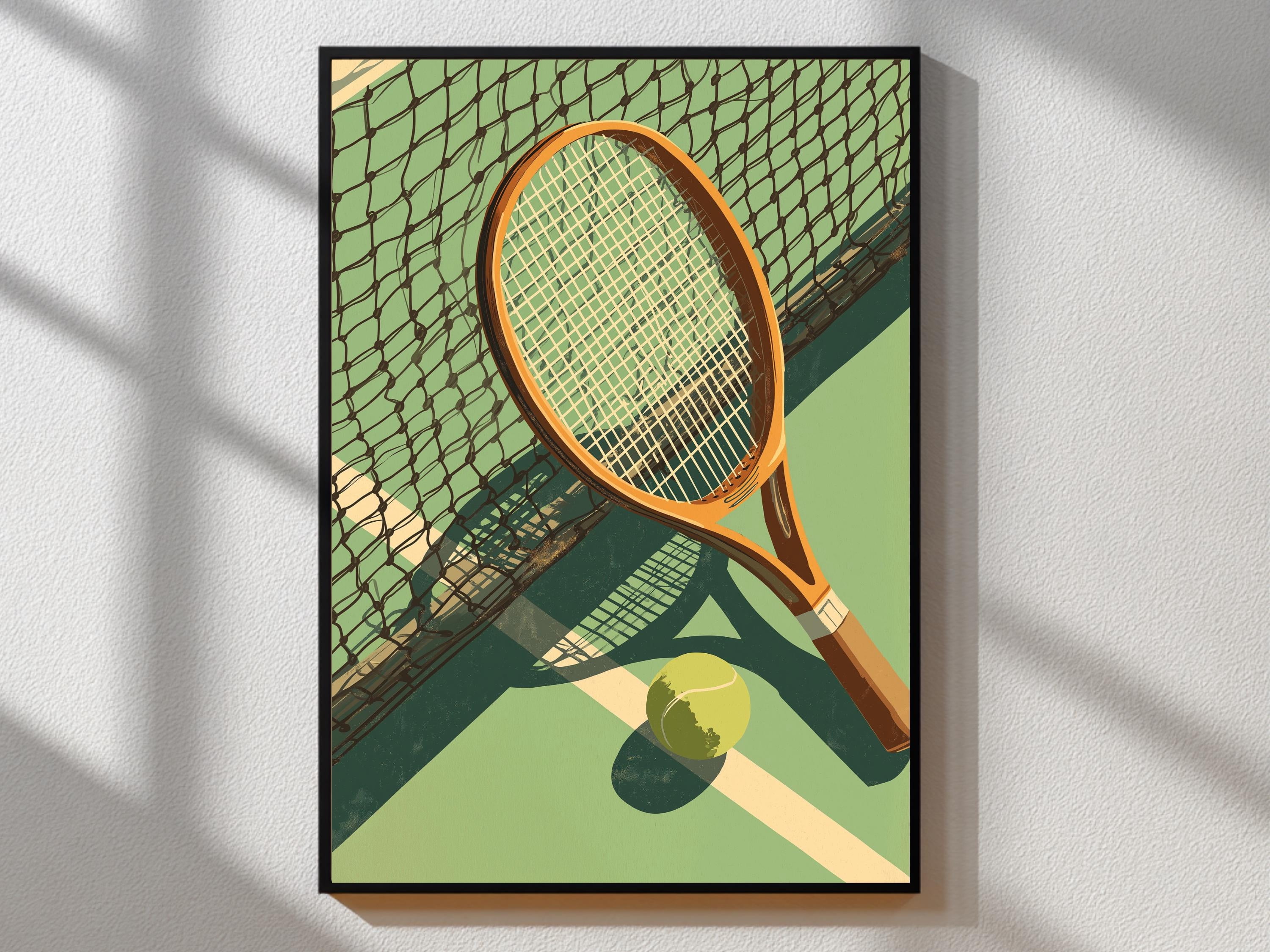 DeliFri Tennis Poster | Retro Sports Wall Art | Mid-Century Racket ...