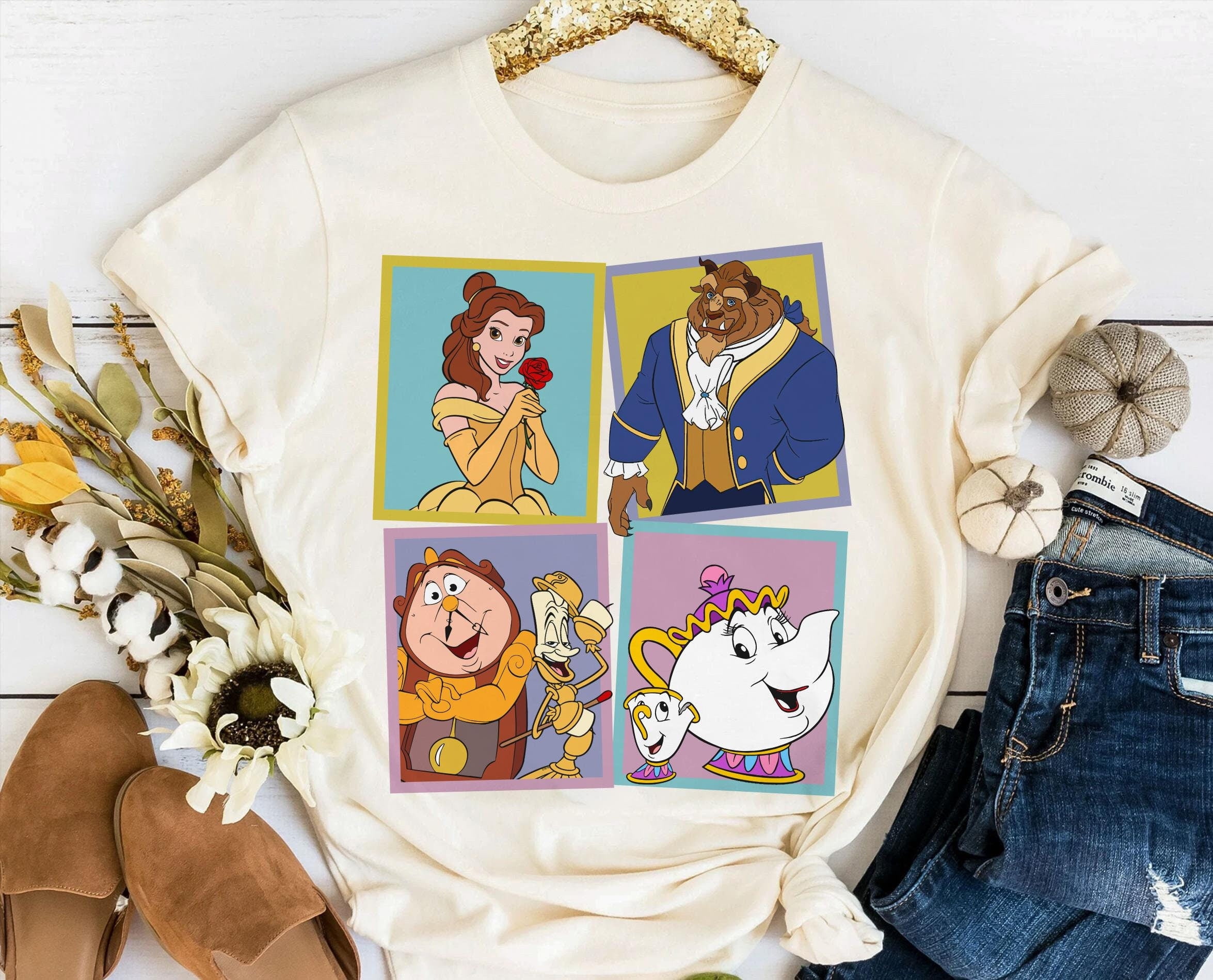 DeliFri Vintage Disney Beauty And The Beast Characters Retro 90s Shirt ...