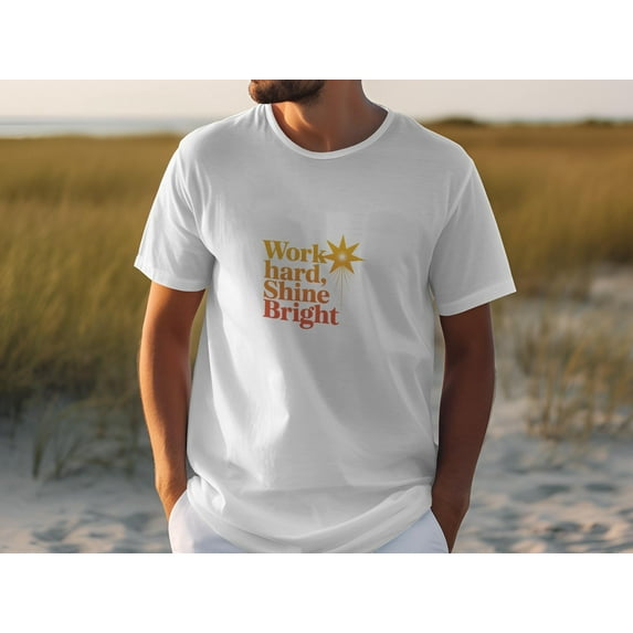 DeliFri Work Hard Shine Bright T-Shirt: Quote, Inspirational Tee ...