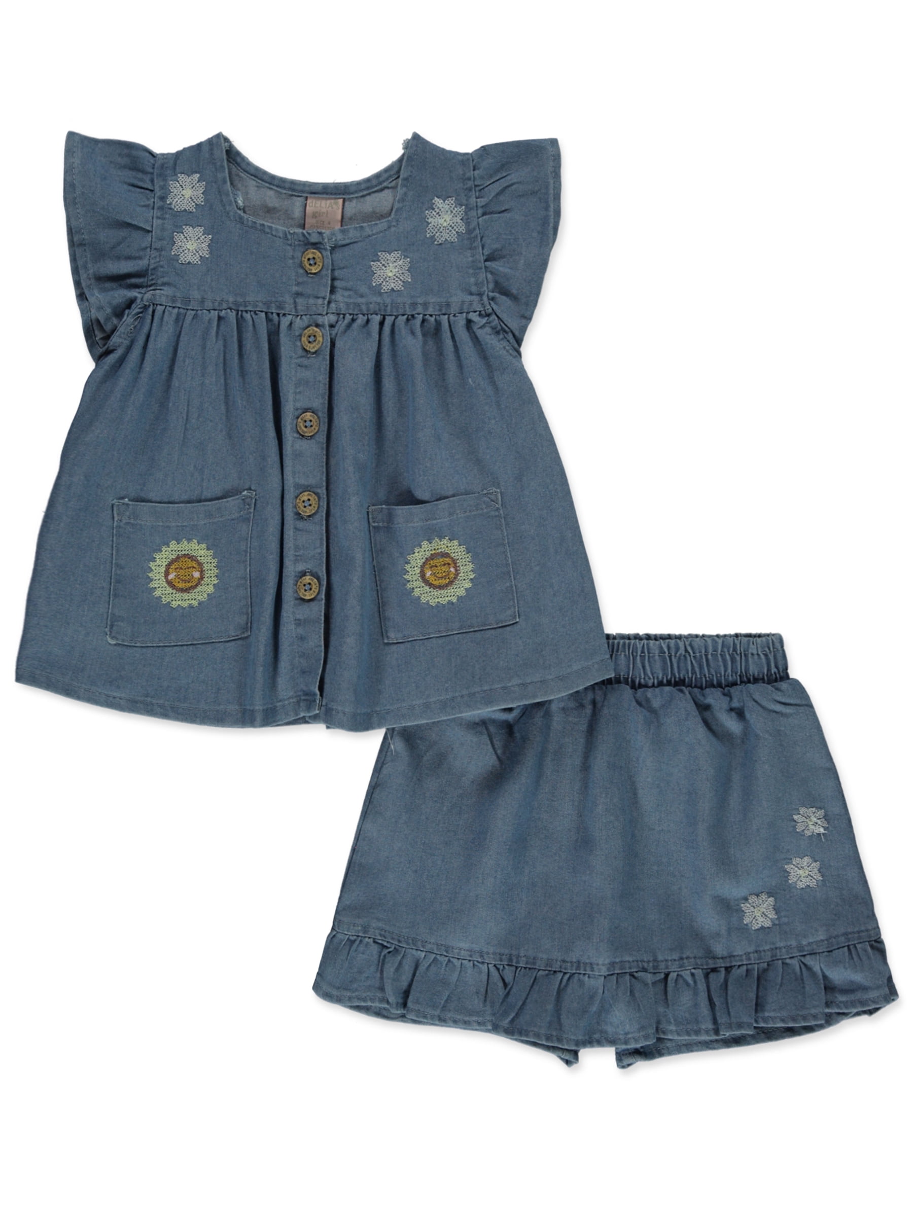 Delia's Girl Girls' 2-Piece Chambray Skorts Set Outfit Color: multi ...