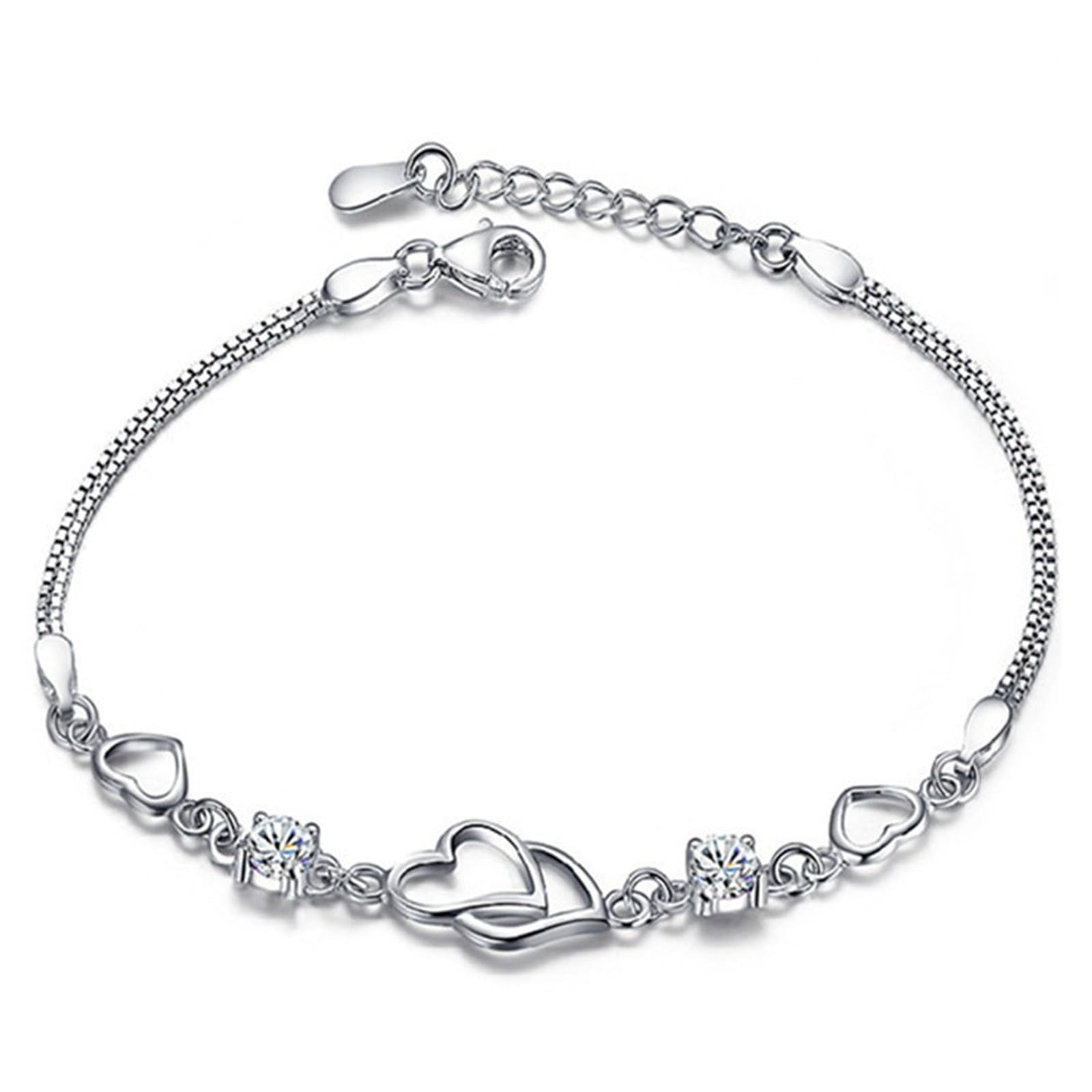 Delicate 925 Sterling Silver Love Heart Bracelet, 2025 Mother's Day ...