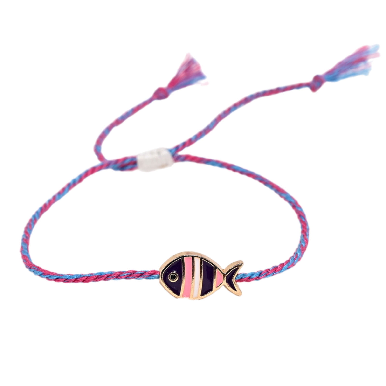 Delicate Alloy Fish Charm Adjustable Braided Rope Oil Drop Finish ...