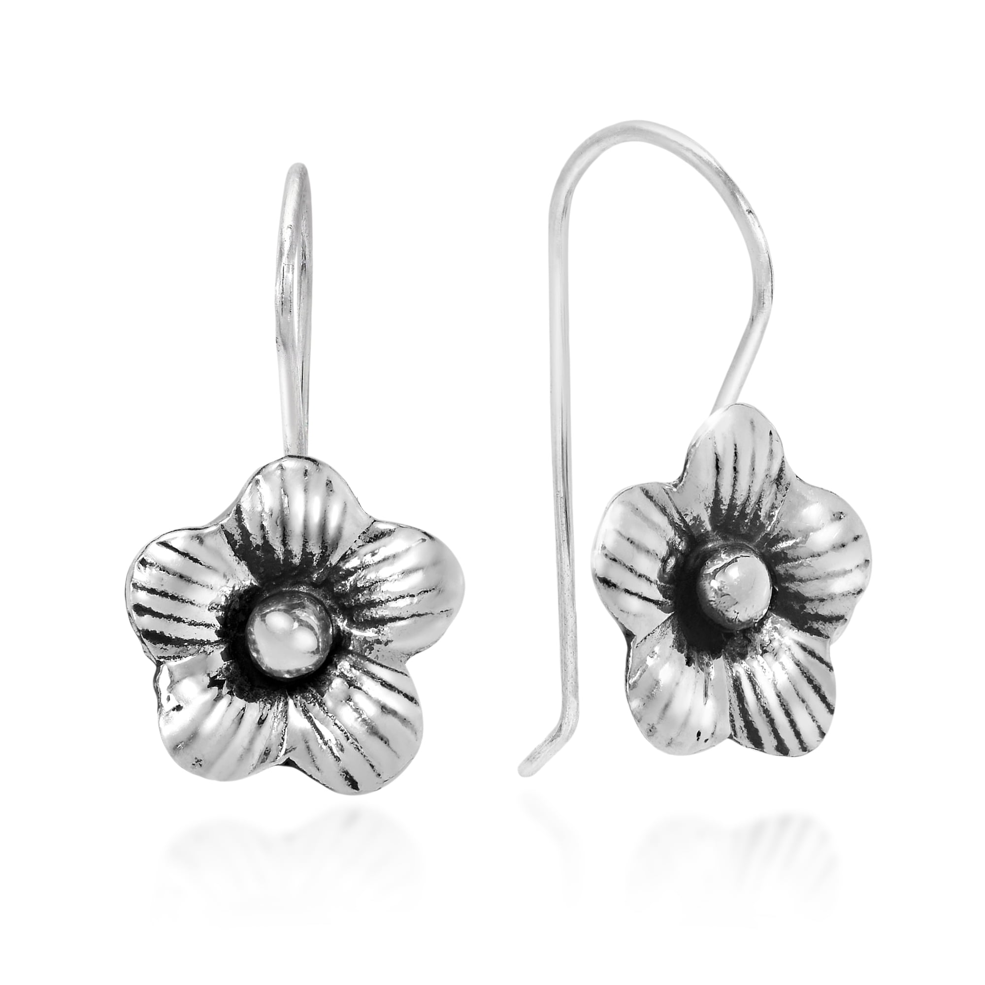 Delicate Azalea Flowers Sterling Silver Slide-Through Dangle Earrings ...
