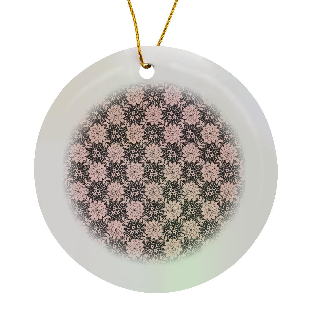 3drose, Delicate Black Lace Pattern on Pink Background, Circle ...